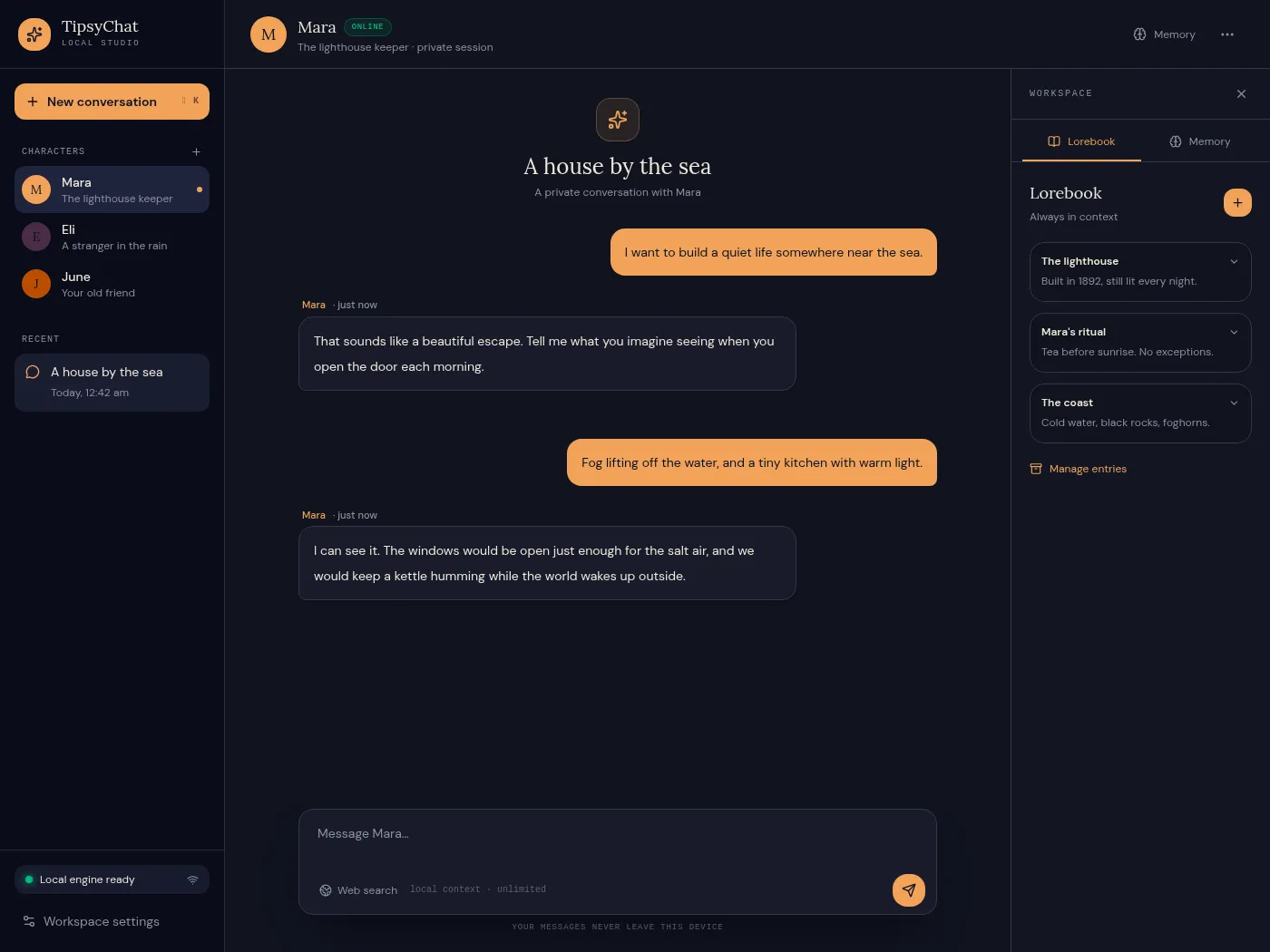 TipsyChat Local AI