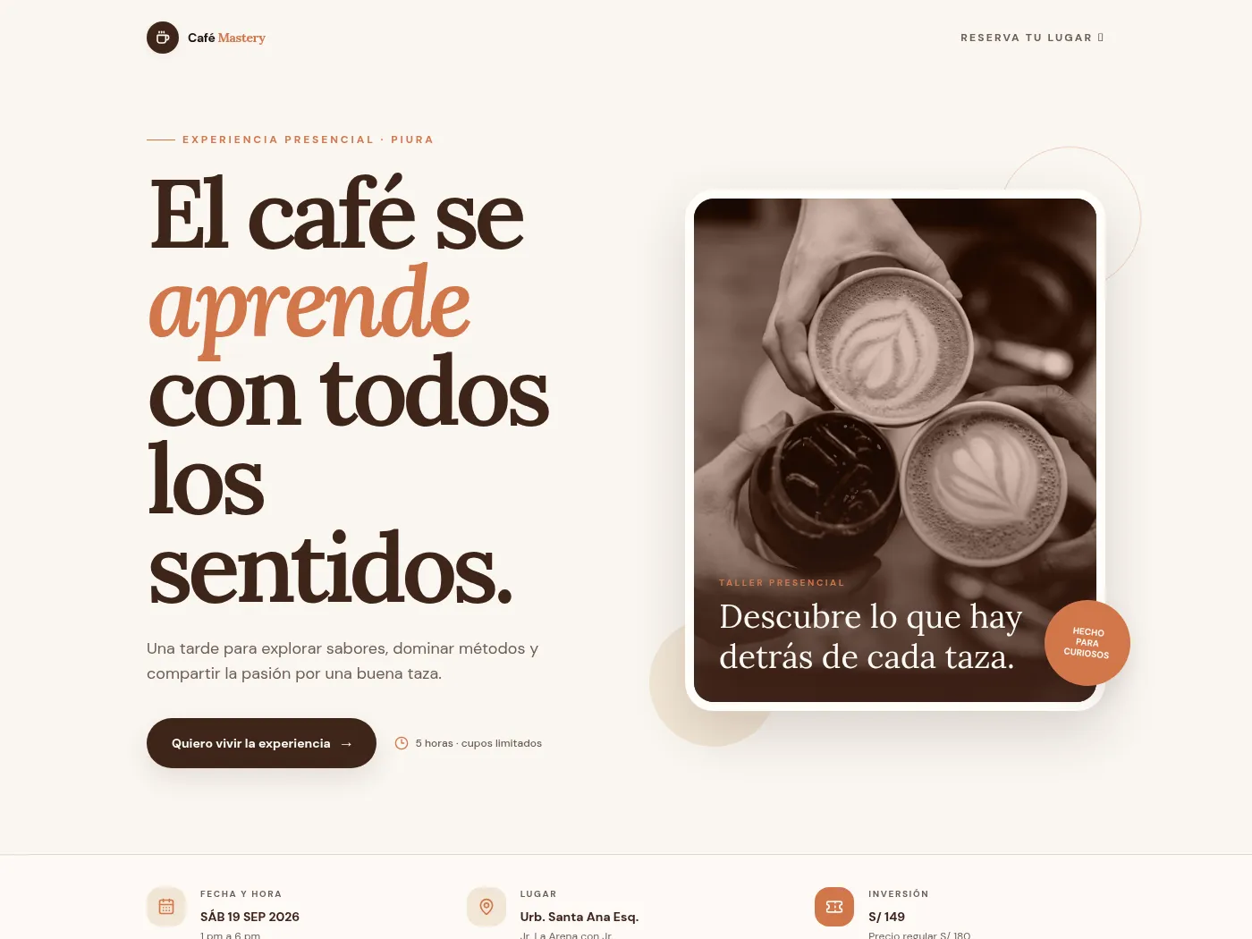 Café Mastery Landing