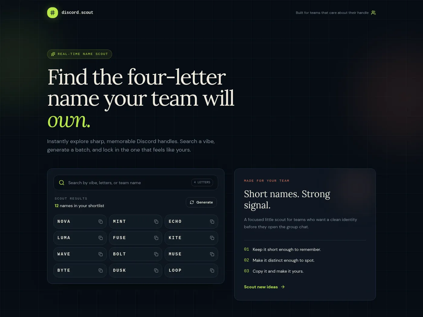 Discord Name Scout