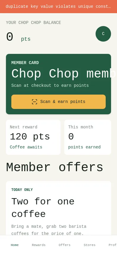 Chop Chop Rewards App