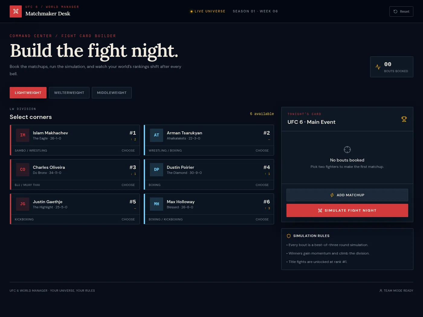 UFC Fight World Manager