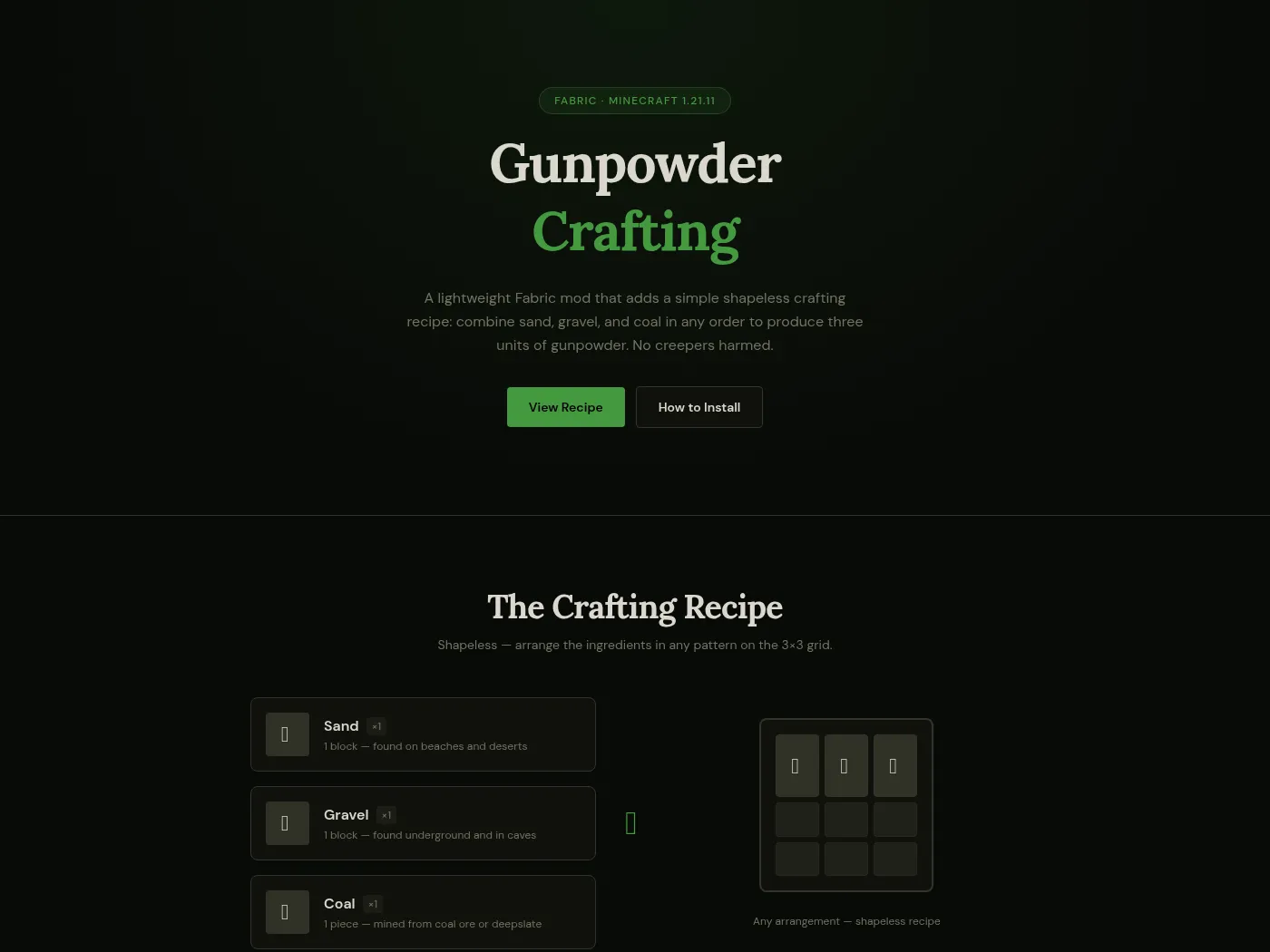 Gunpowder Crafting Fabric Mod