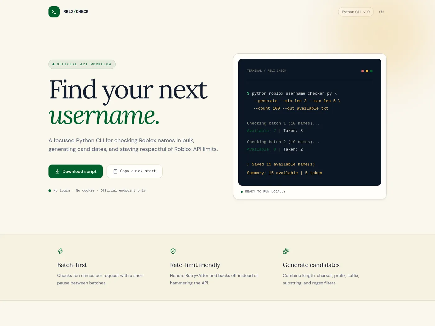Roblox Username Checker CLI