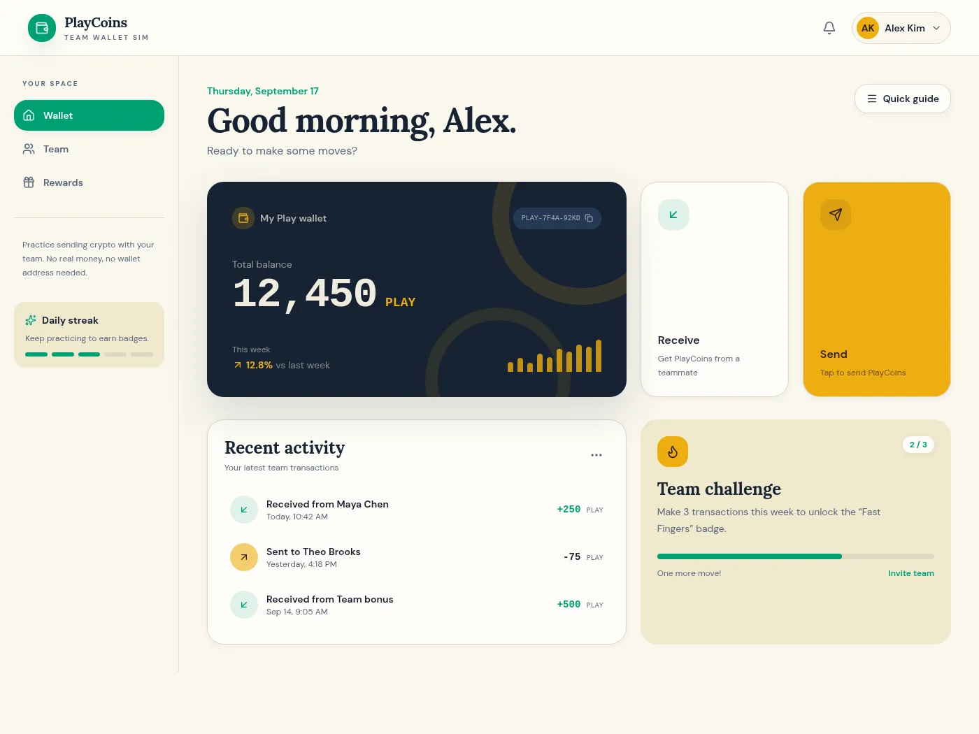 PlayCoins Wallet Sim