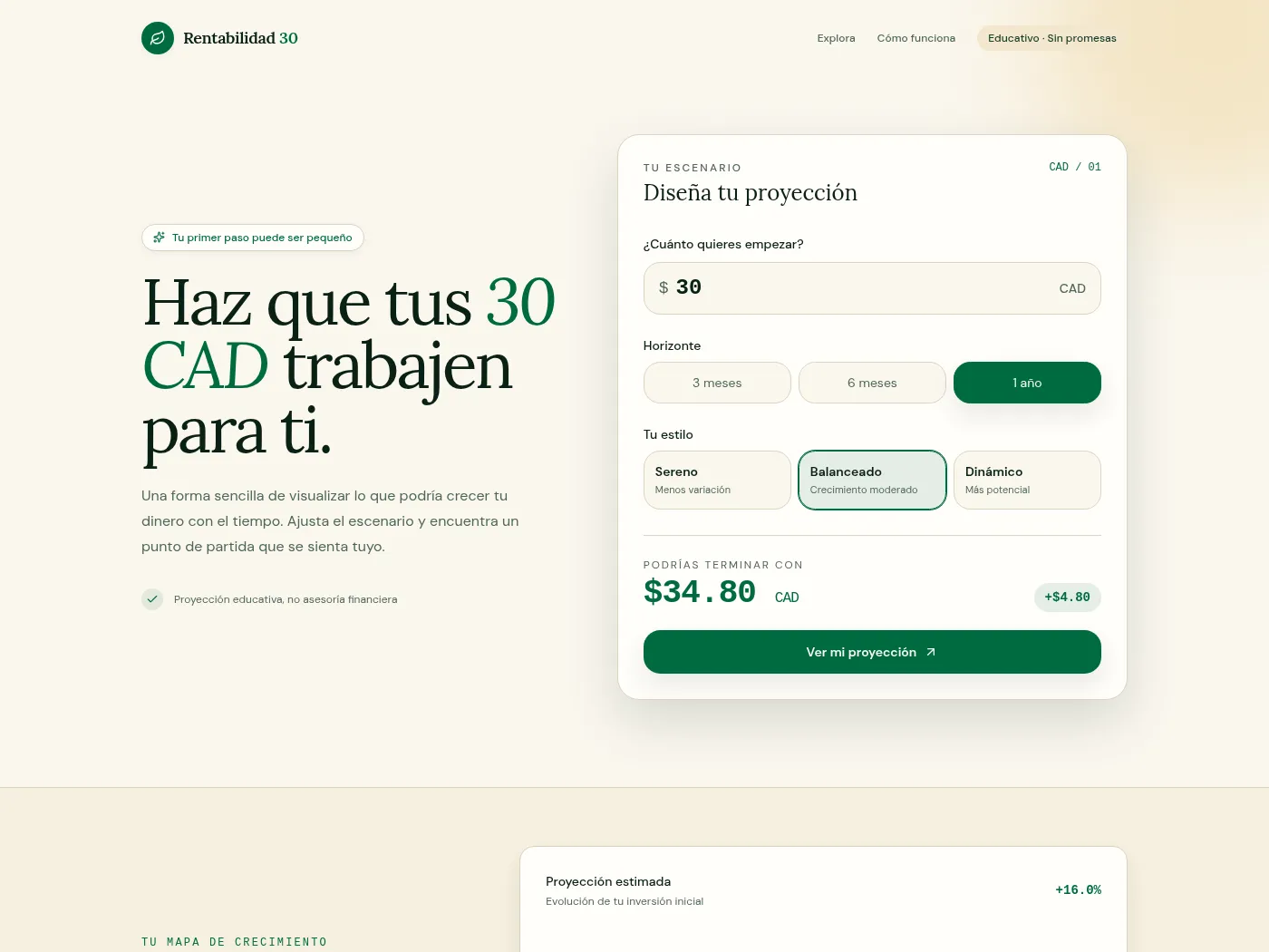 Rentabilidad 30 CAD
