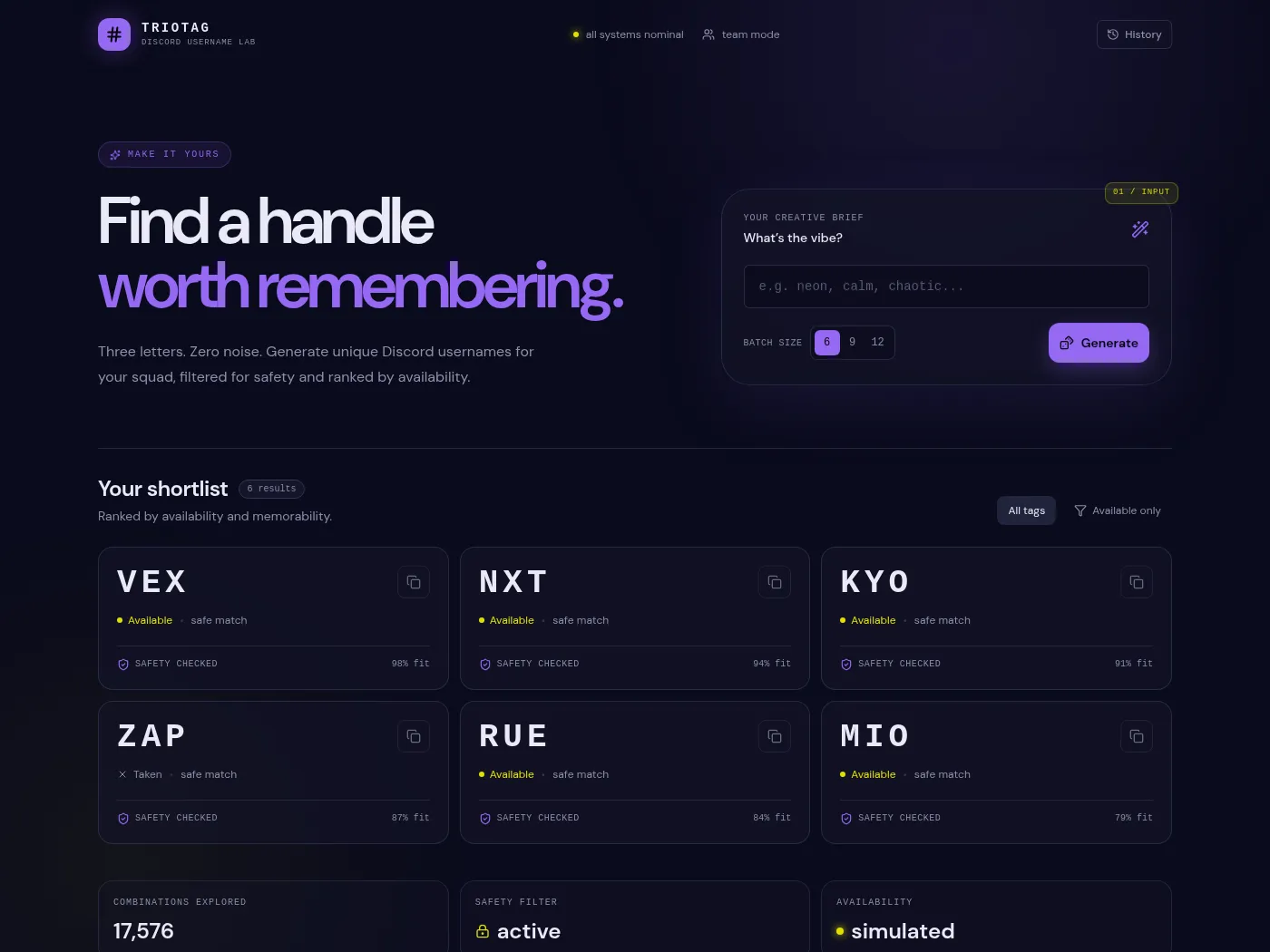 TrioTag Username Finder