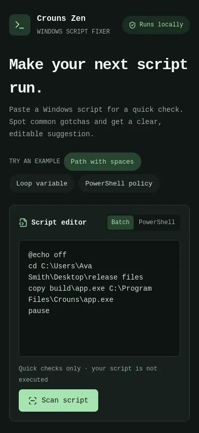 Crouns Zen Script Fixer