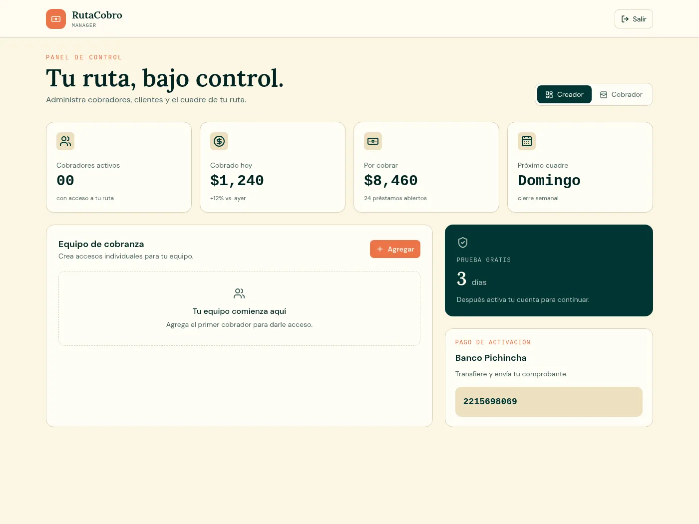RutaCobro Manager