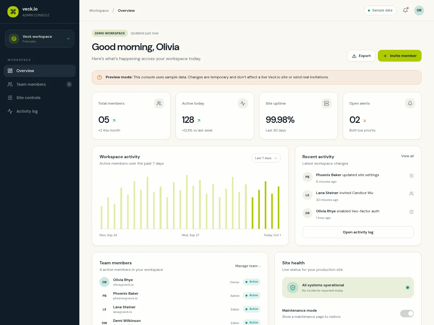 Veck.io Admin Dashboard