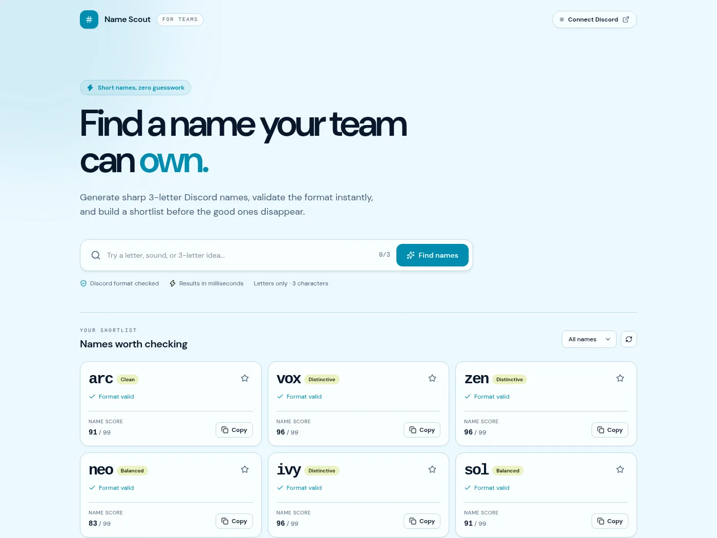 Discord Name Finder