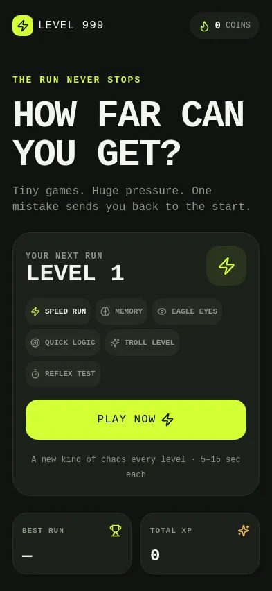 Level 999 Mini-Game Rush