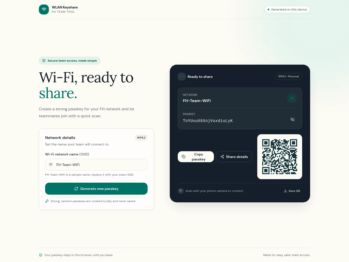WLAN Passkey Generator
