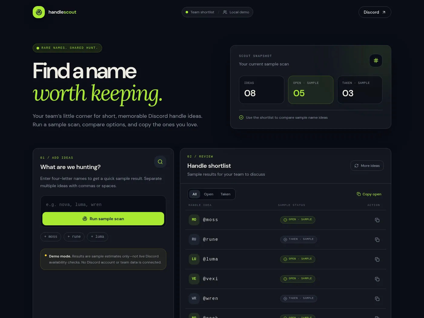 Discord Handle Scout