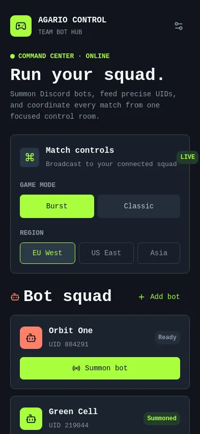 Agario Discord Bot Hub