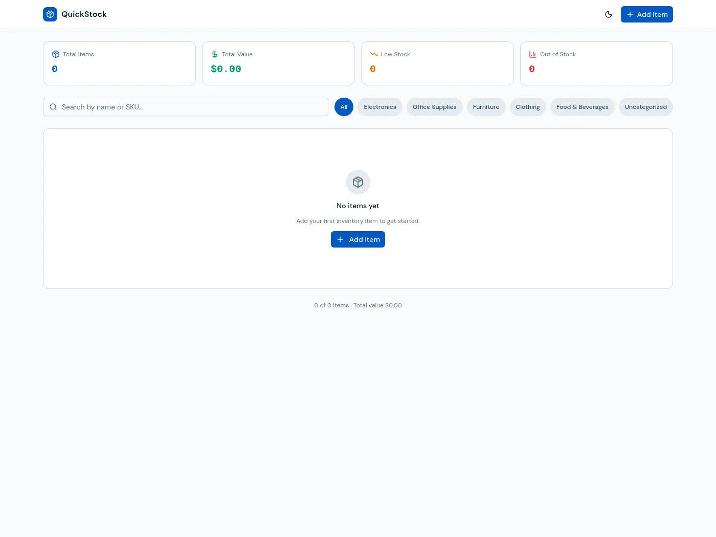 QuickStock Inventory App