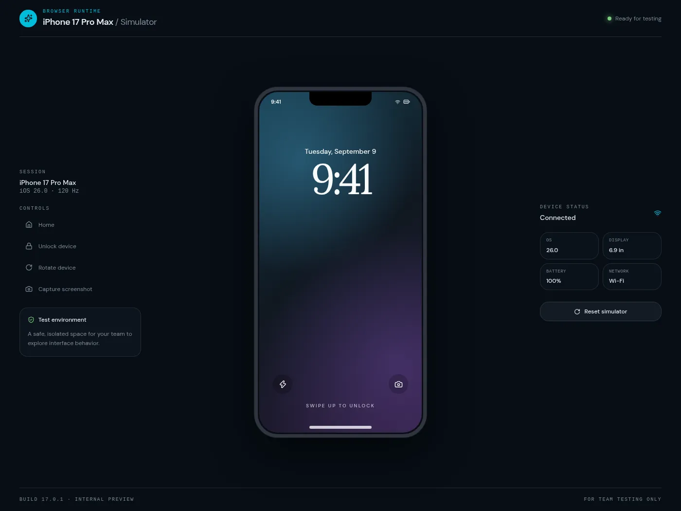 iPhone 17 Pro Max Simulator