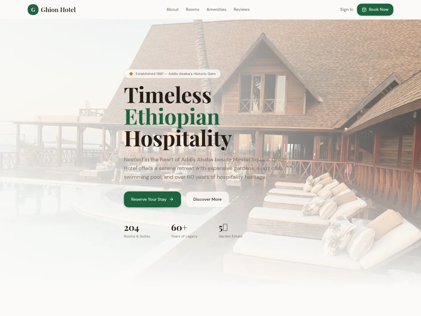 Ghion Hotel Web Portal
