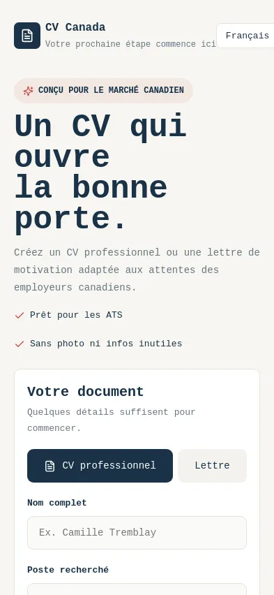 Canada CV Creator
