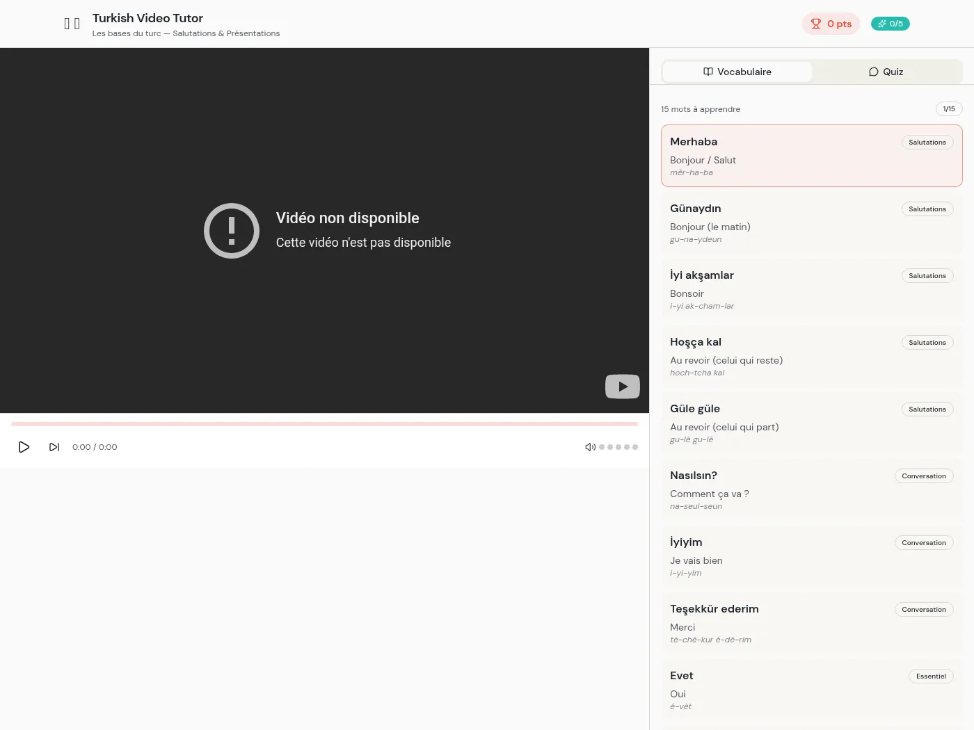 Turkish Video Tutor