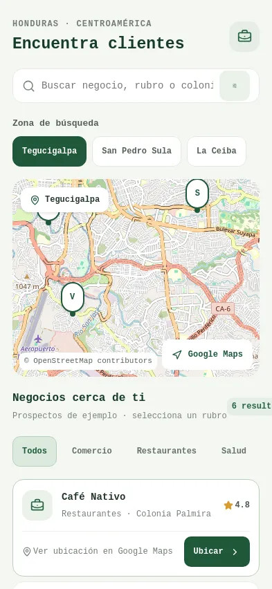 MapClientes Honduras