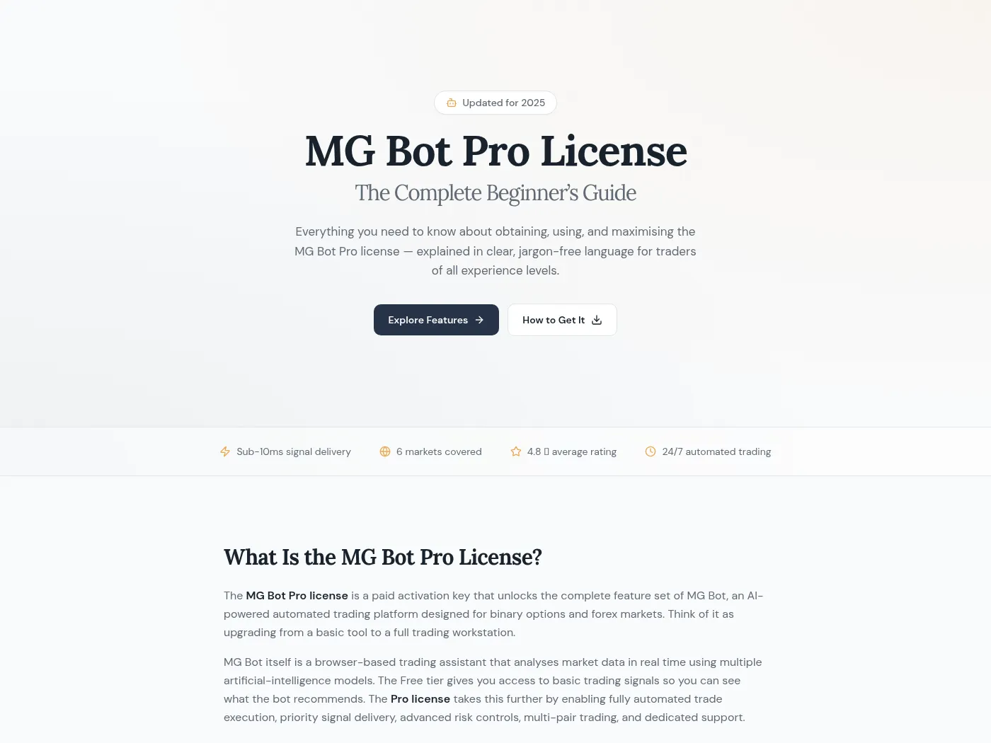 MG Bot Pro License Guide