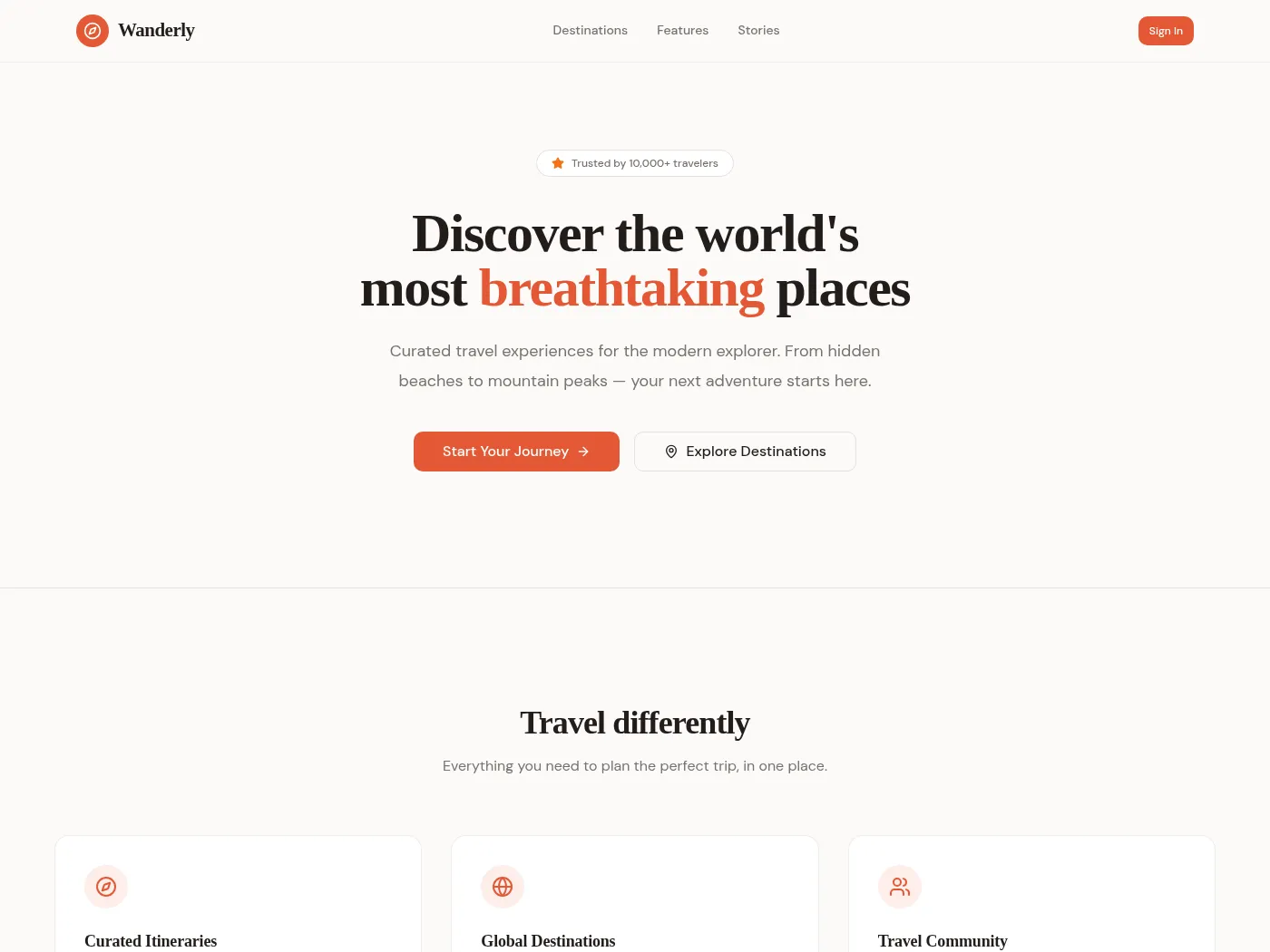 Wanderly Travel Website