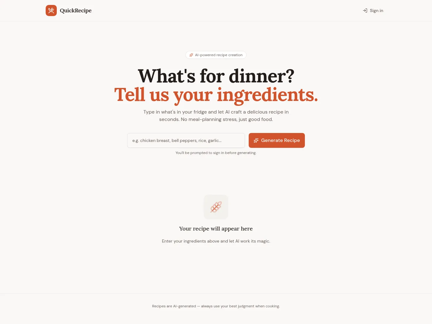 QuickRecipe Genie