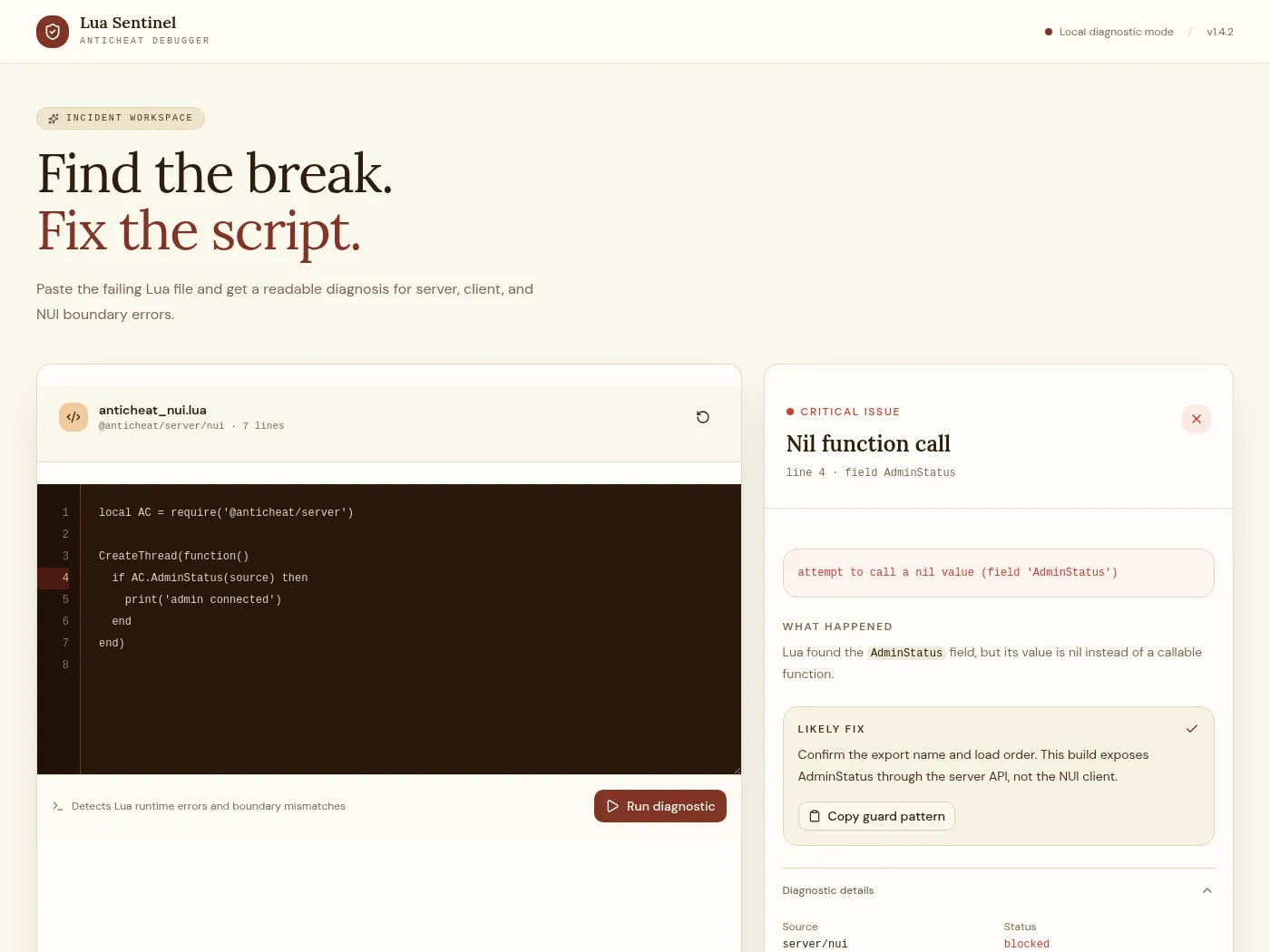 Lua AntiCheat Debugger