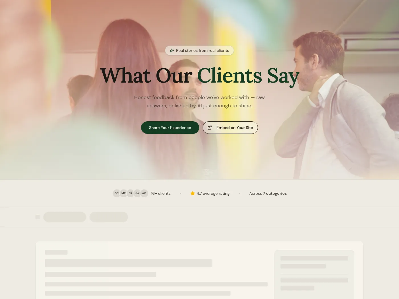 Testimonial AI Wall