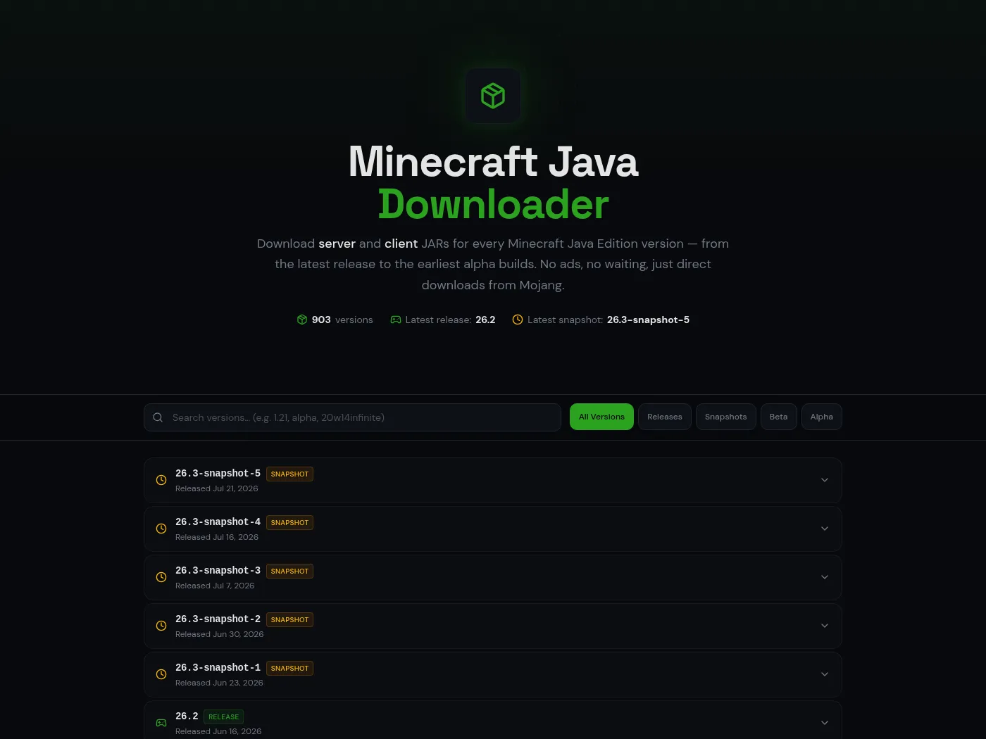 Minecraft Java Downloader