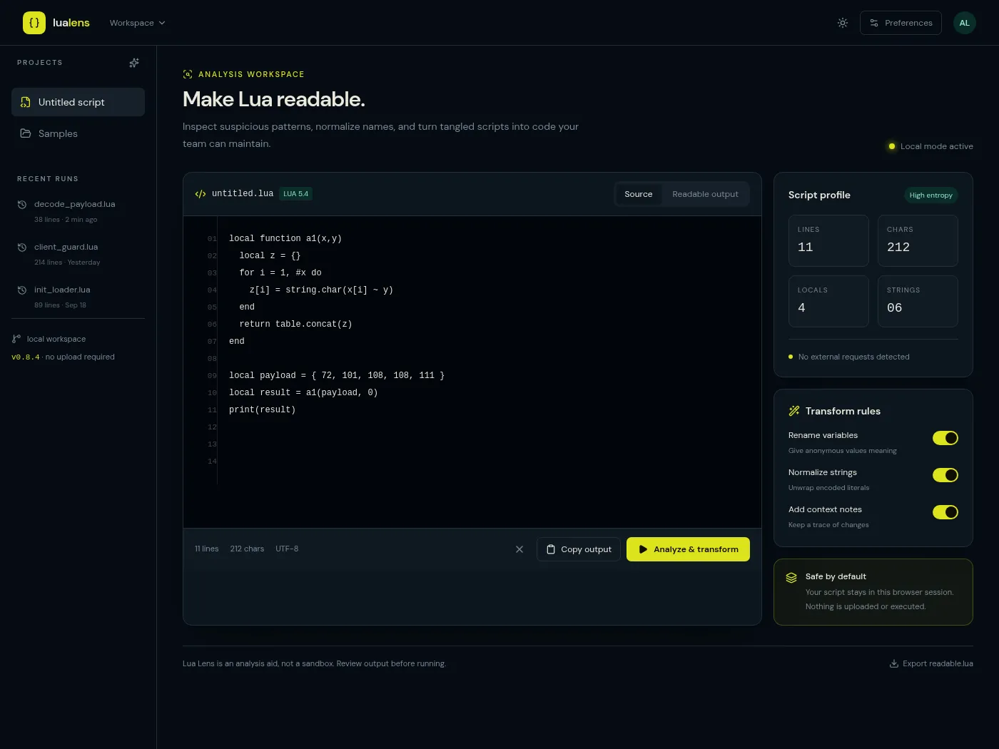 Lua Deobfuscator Pro
