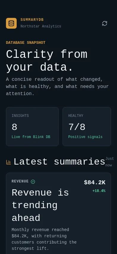 SummaryDB Mobile