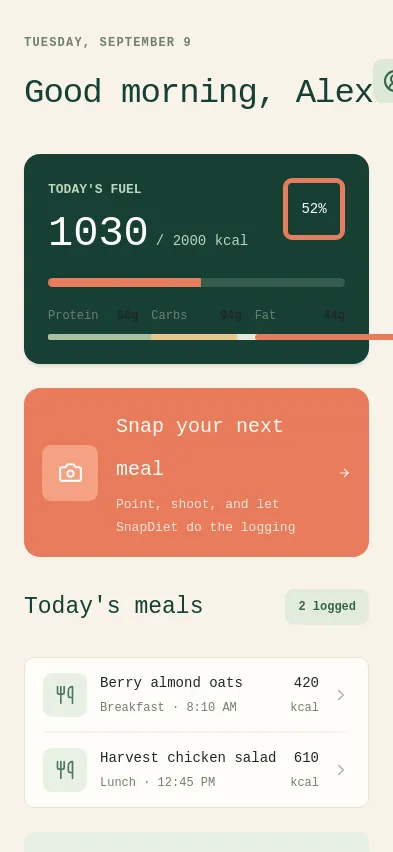 SnapDiet AI Nutrition App