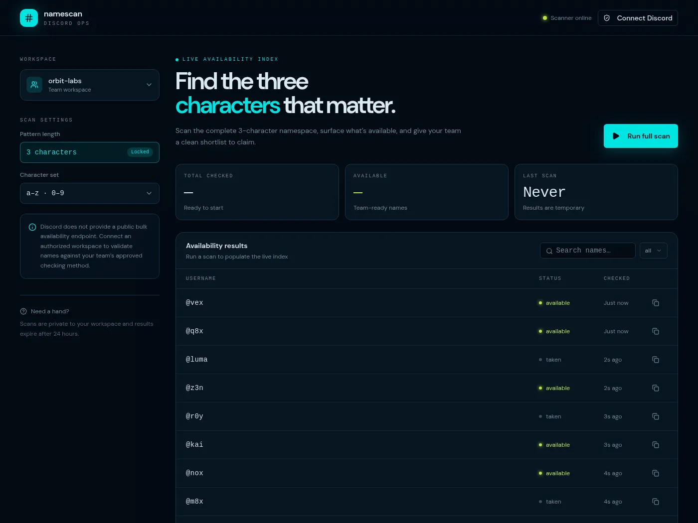 Discord Name Scanner