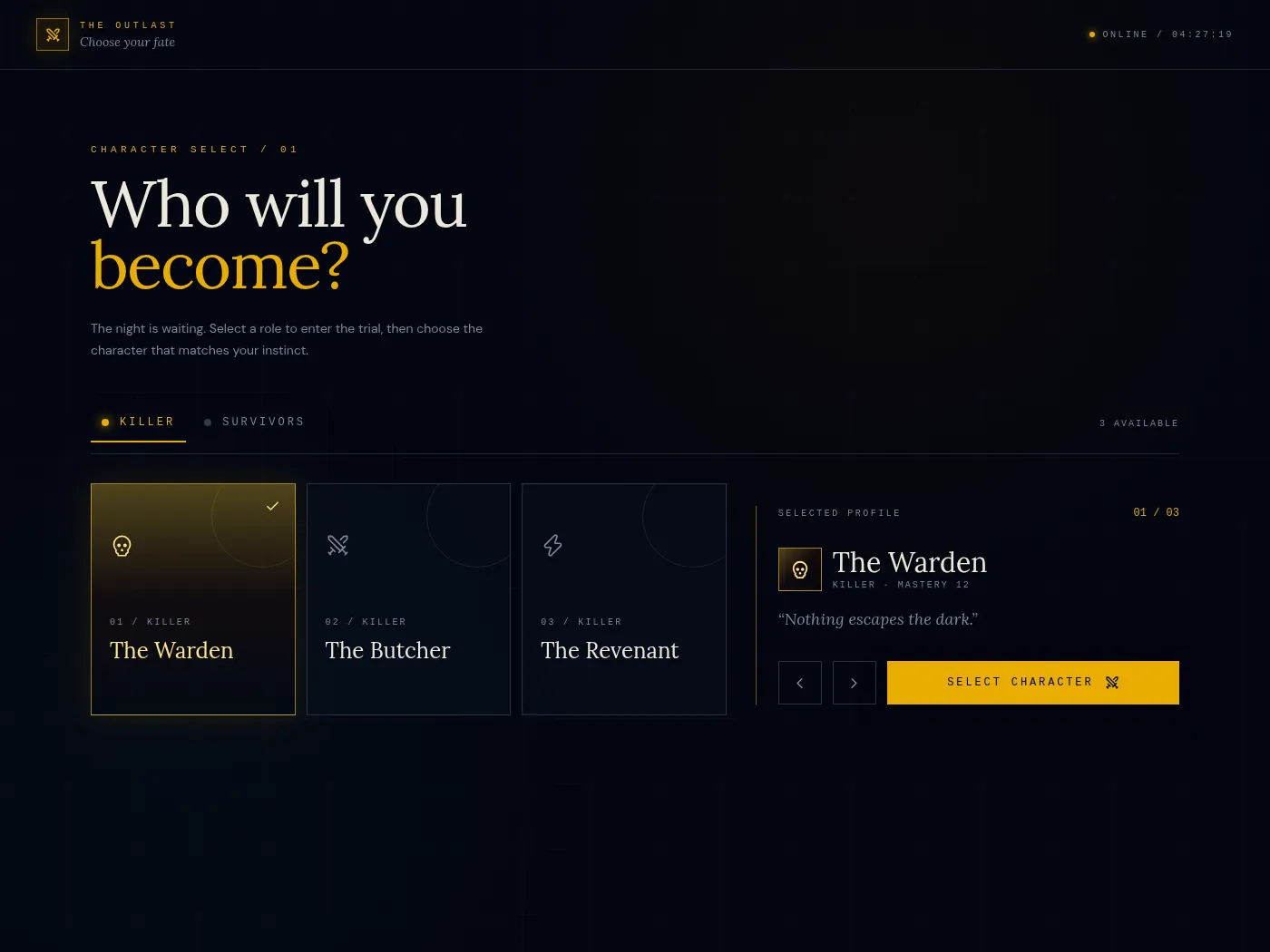 Character Select Menu