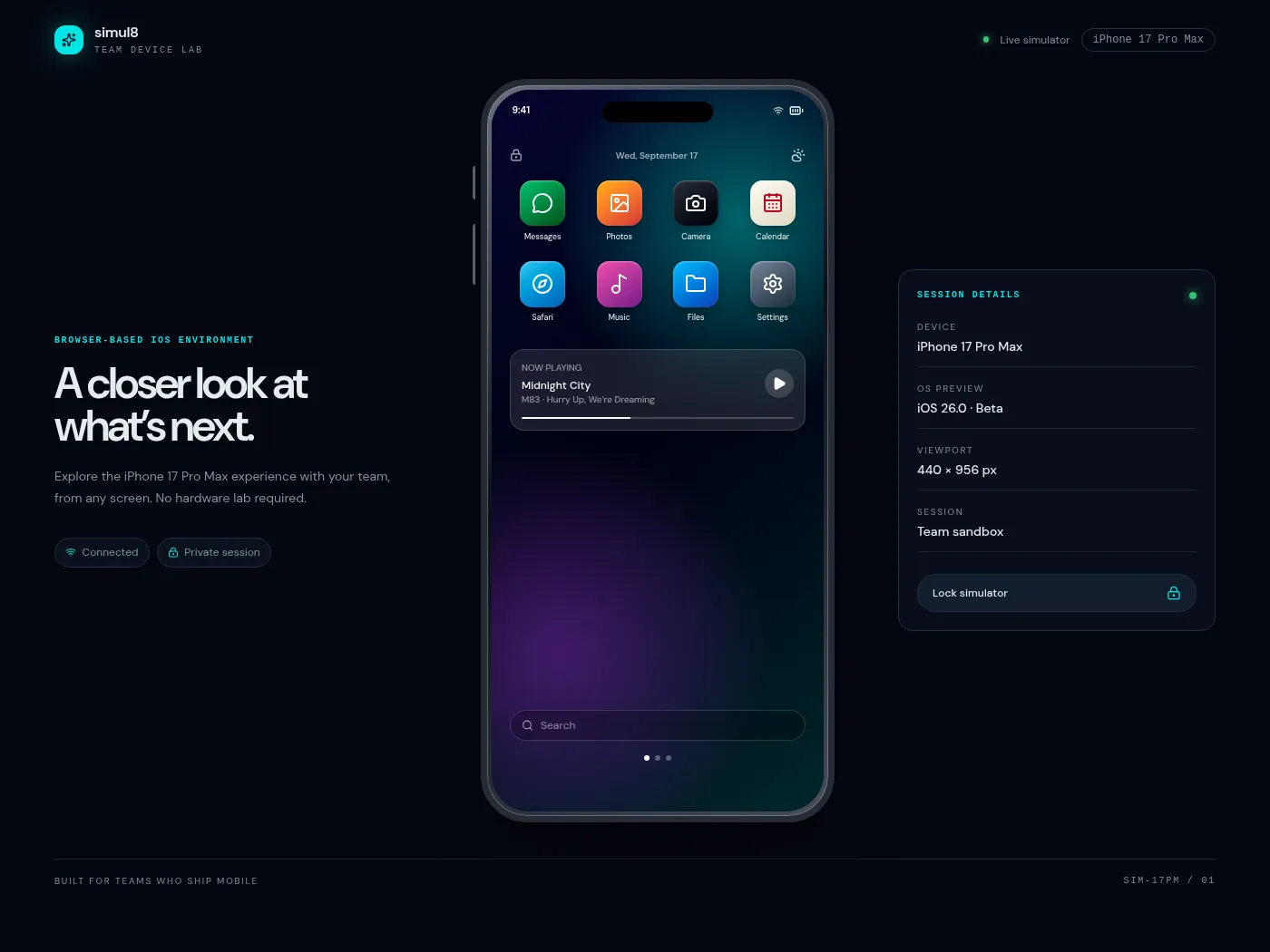 iPhone 17 Pro Max Simulator