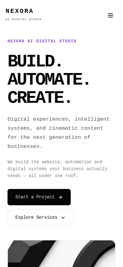 NEXORA AI Studio Landing