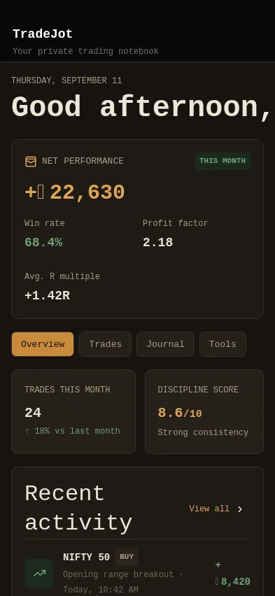 TradeJot Notebook App