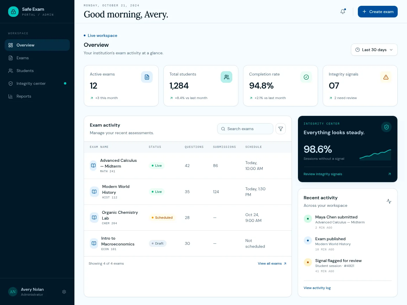 Safe Exam Portal