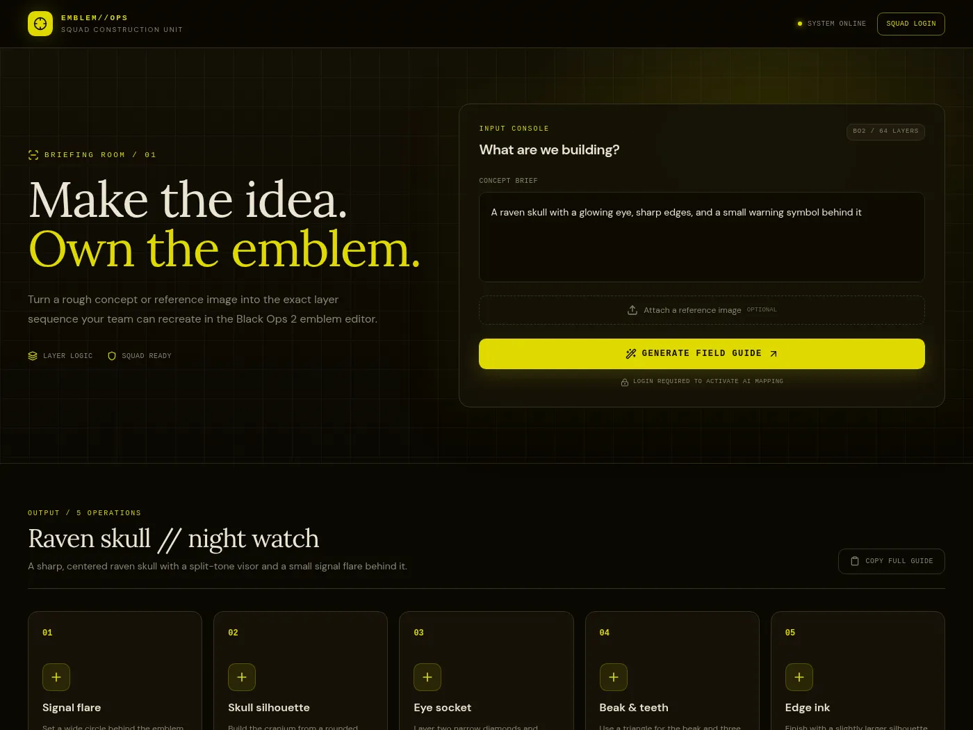 Emblem Guide Generator