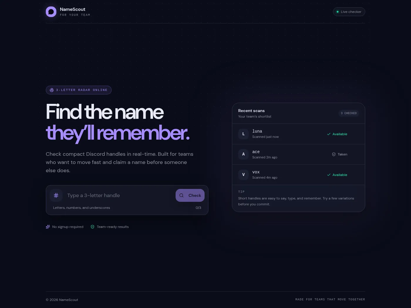 Discord NameScout