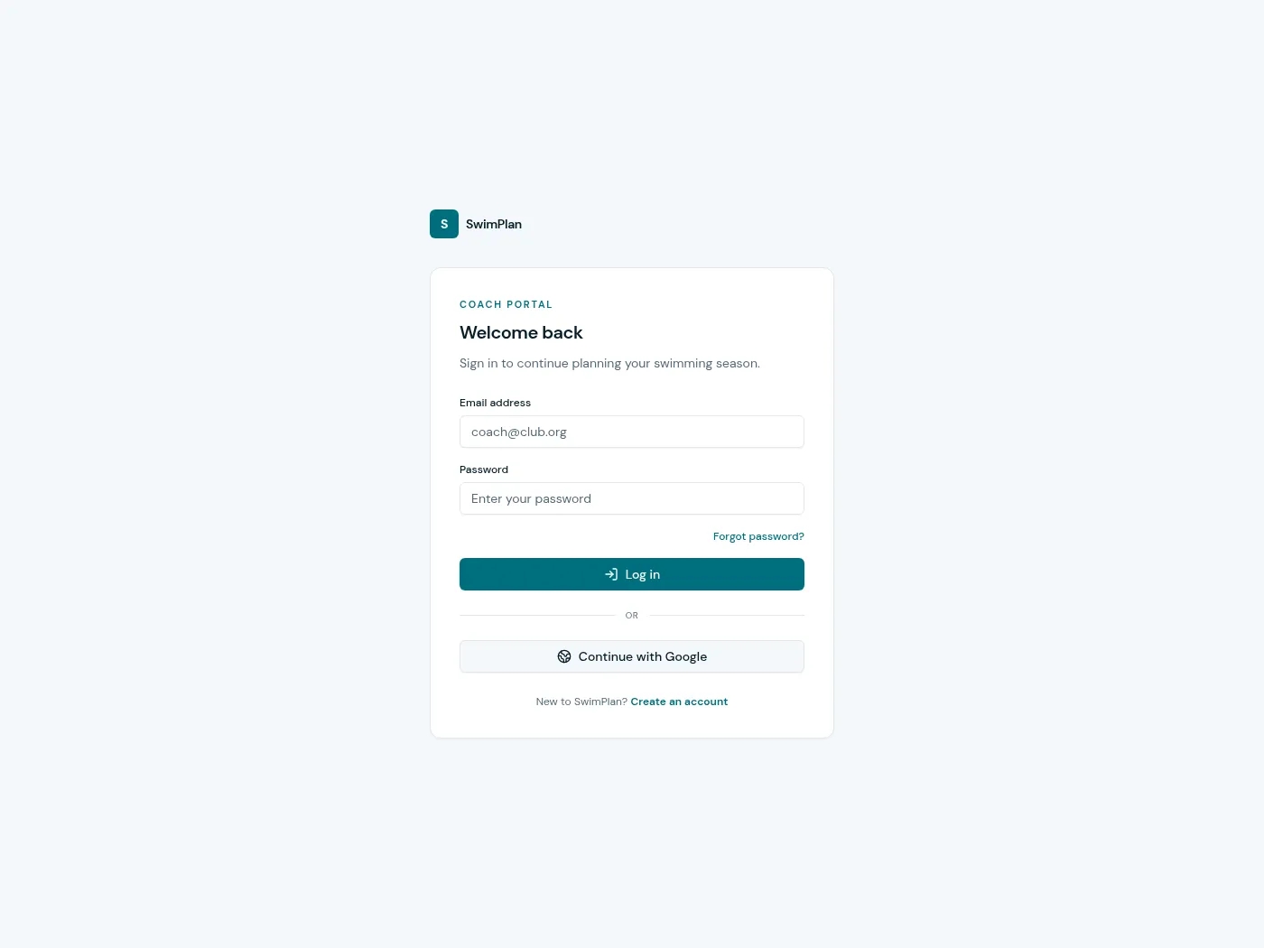 SwimPlan Coach Portal