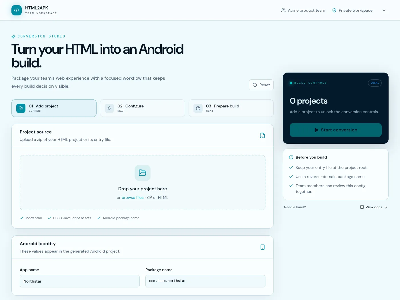 HTML2APK Converter