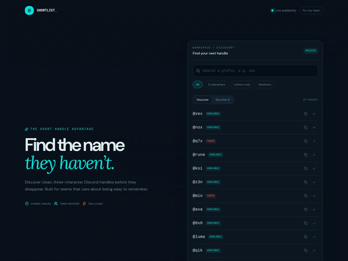 Discord Short Handle Finder