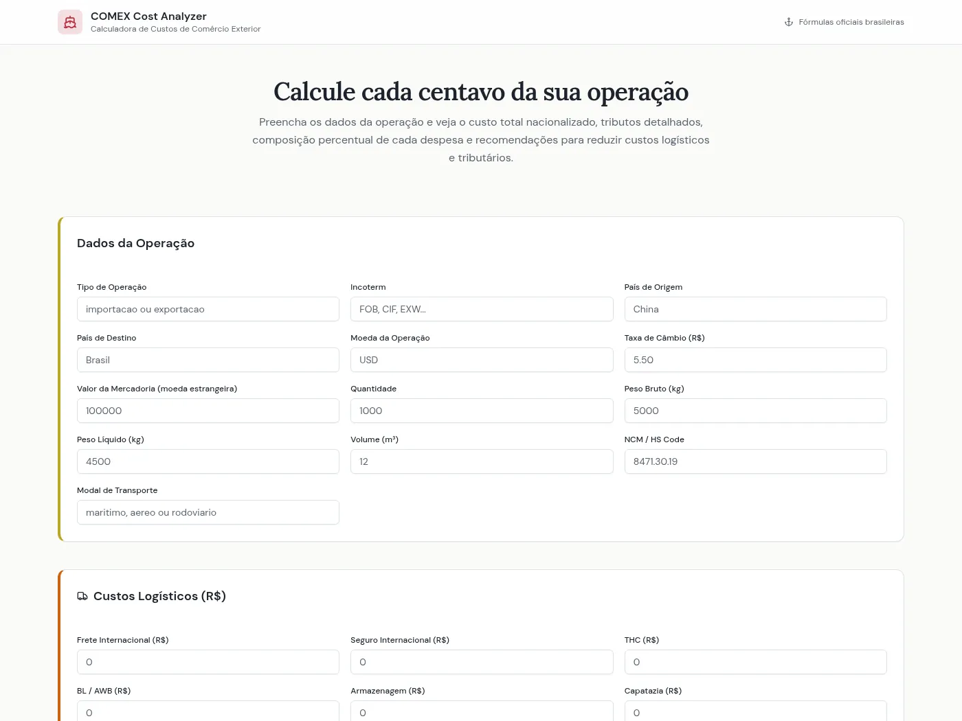 COMEX Cost Analyzer