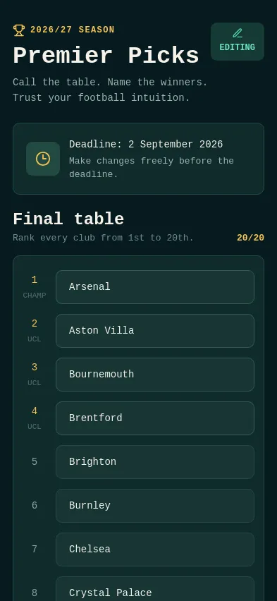 Premier Picks Predictor