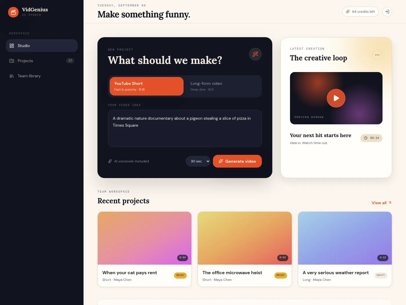 VidGenius AI Studio