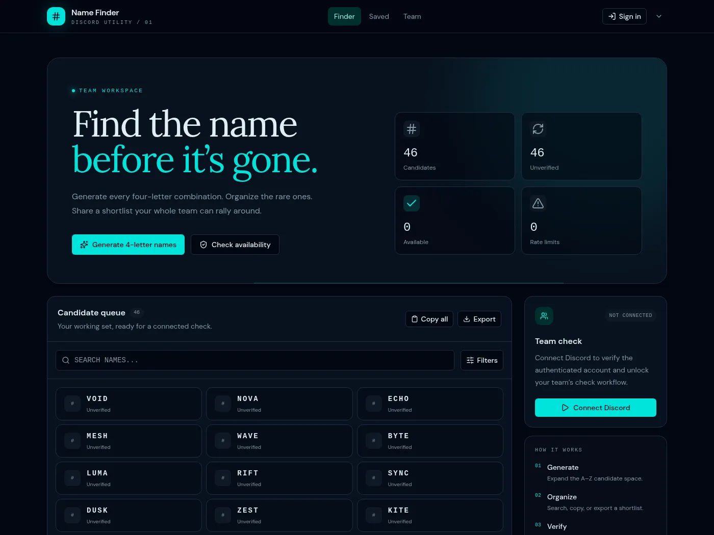 Discord Name Finder