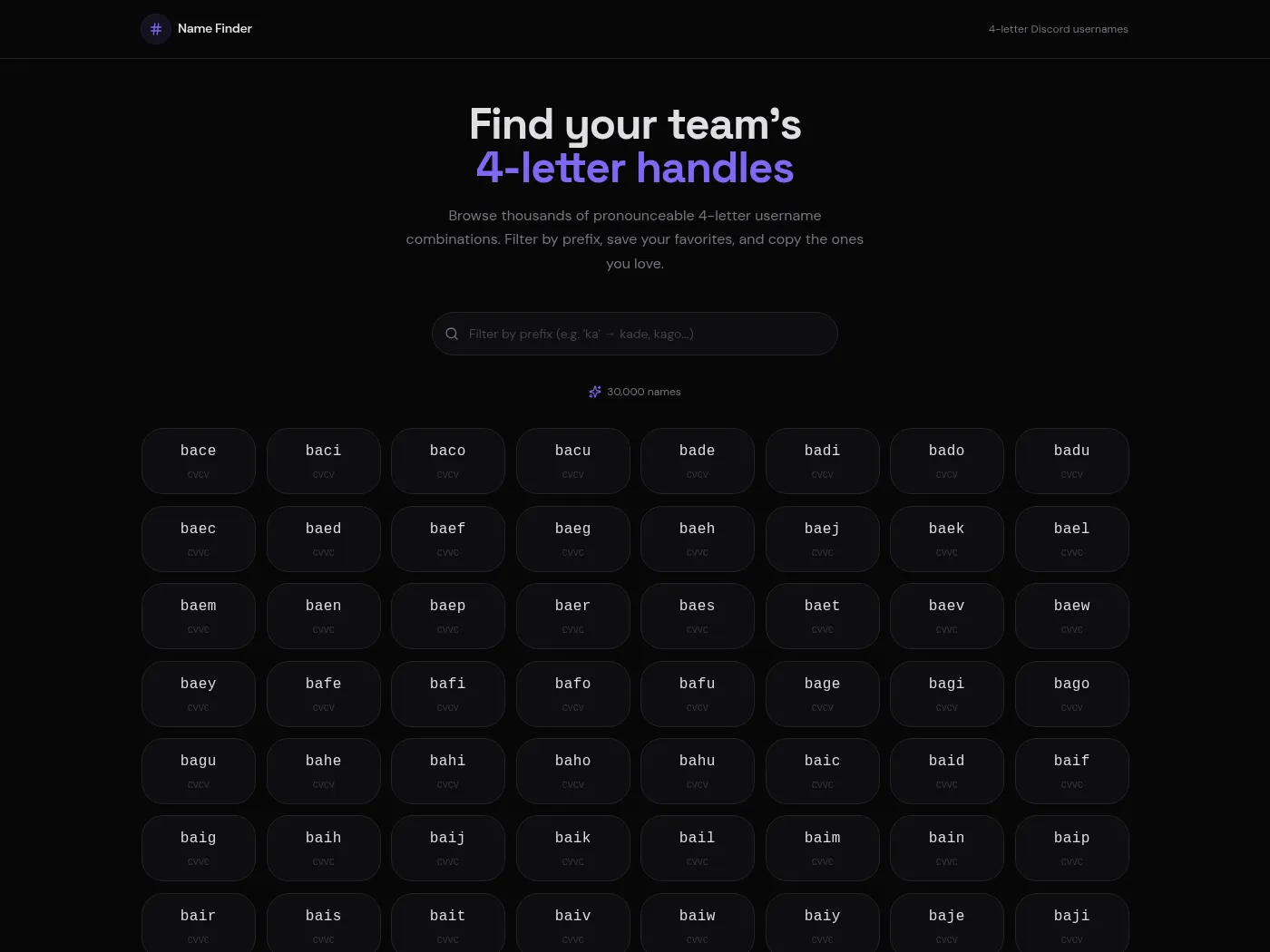 Discord Name Finder