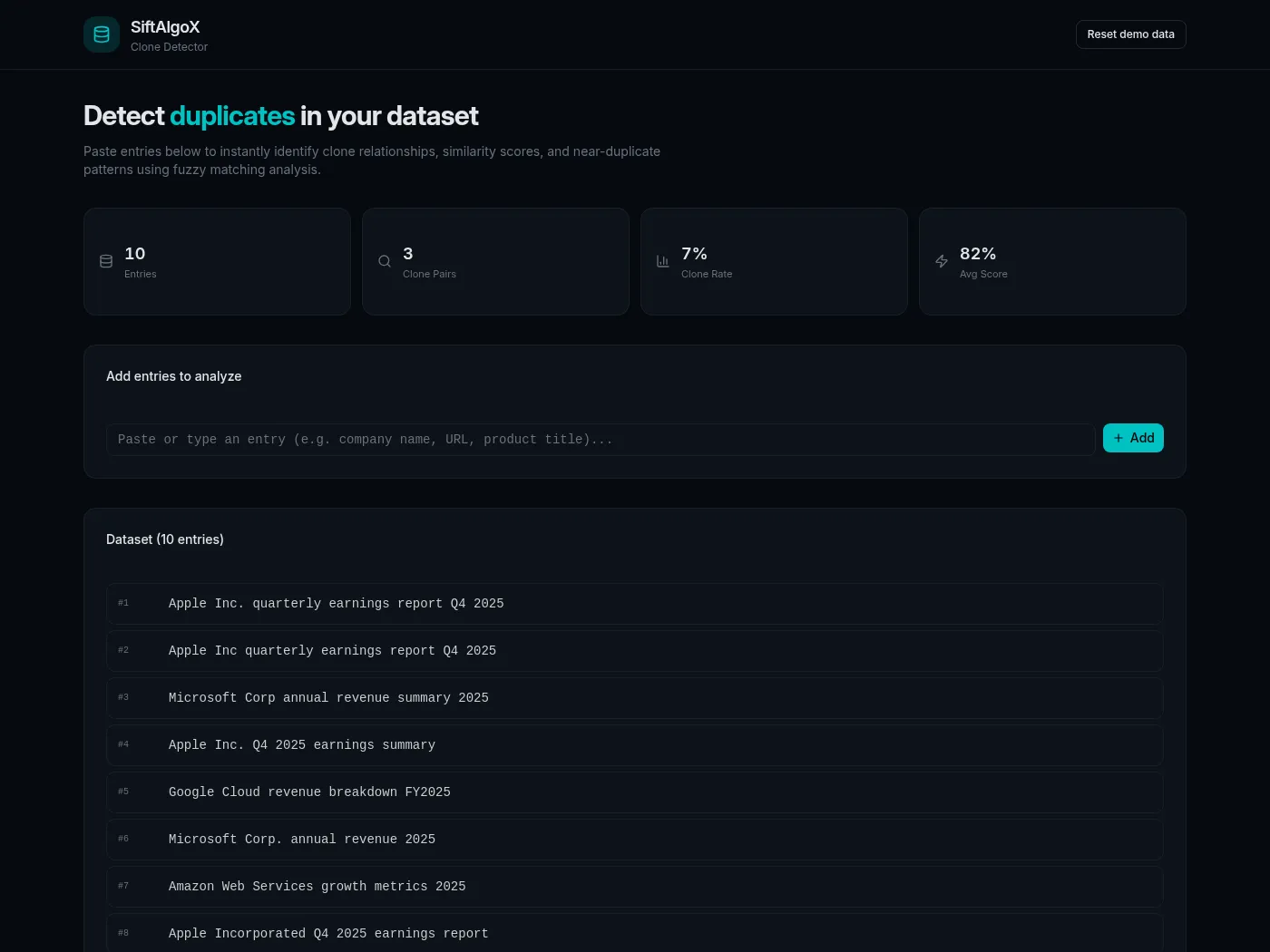 SiftAlgoX Clone Detector